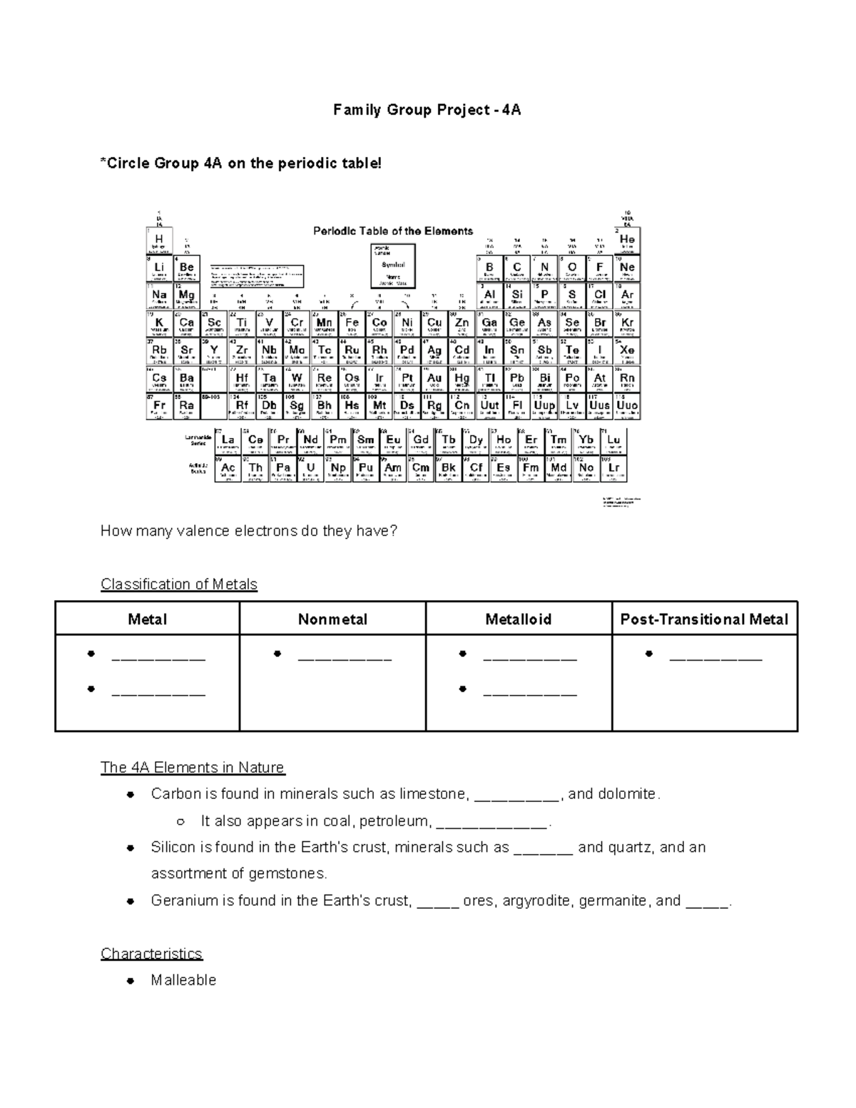 Family Group Project Lecture Notes - Family Group Project - 4A *Circle ...