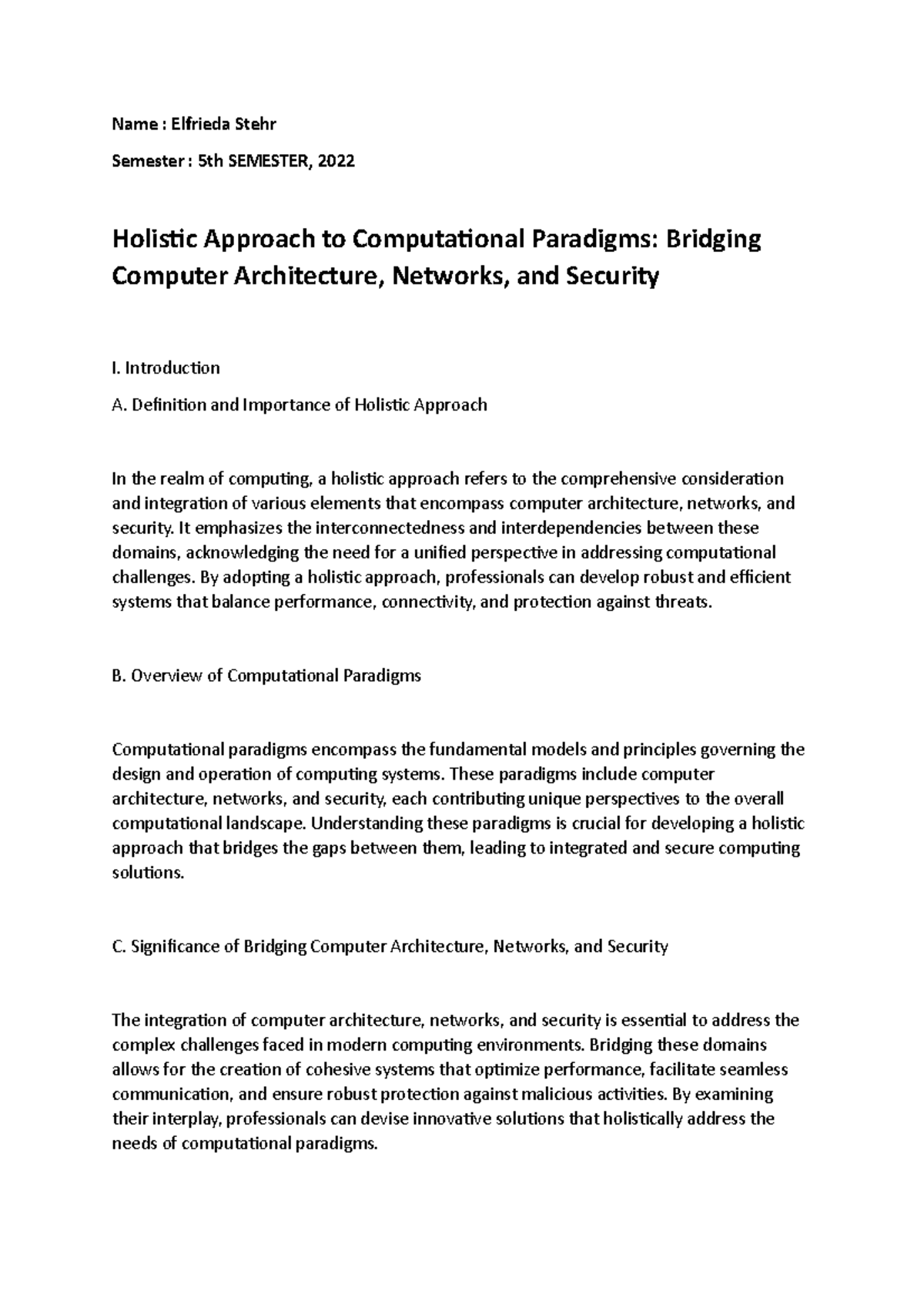 Holistic Approach To Computational Paradigms Bridging Computer