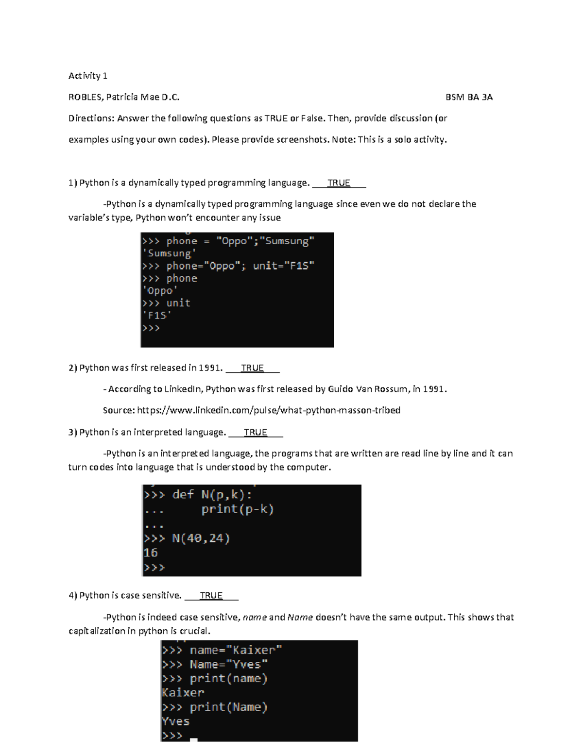 Activity 1 LETS GOOO - Activity 1 ROBLES, Patricia Mae D. BSM BA 3A ...