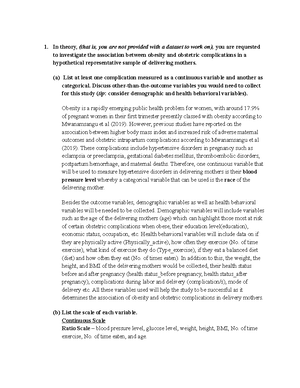 Written Assignment Unit 5 - University of the People HS4510 Biostatistics Written Assignment ...