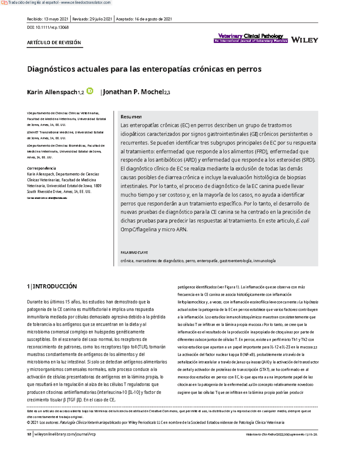 Current diagnostics for chronic enteropathies in dogs-2022 - Recibido ...