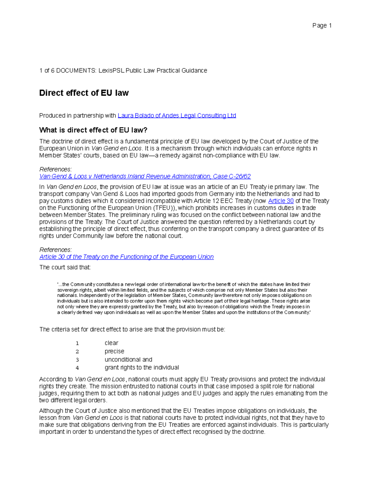 Direct Effect Indirect Effect And State Liability 1 Of 6 Documents Lexispsl Public Law