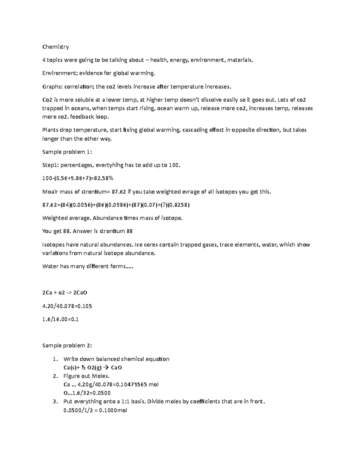 Tutorial 1 notes - chem - Chemistry 4 topics were going to be talking ...