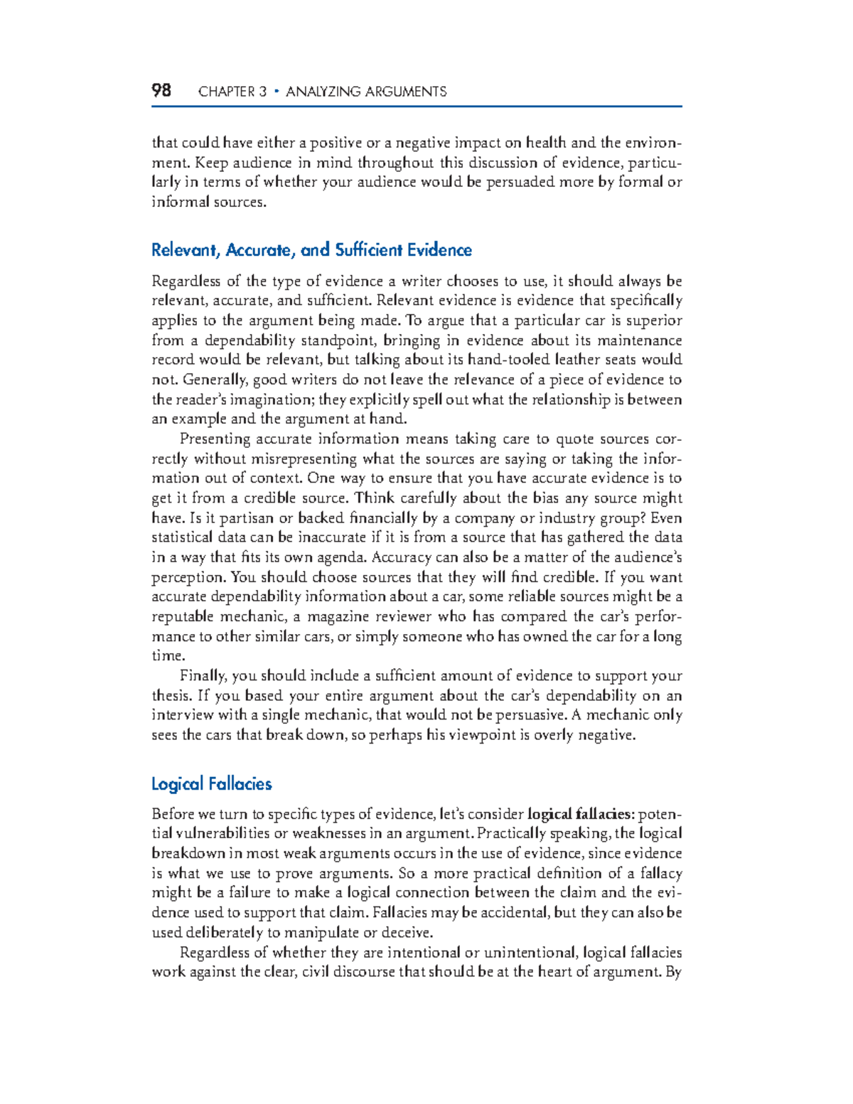 D3 Evidence and Fallacies-1 - 98 CHAPTER 3 • ANALYZING ARGUMENTS that ...