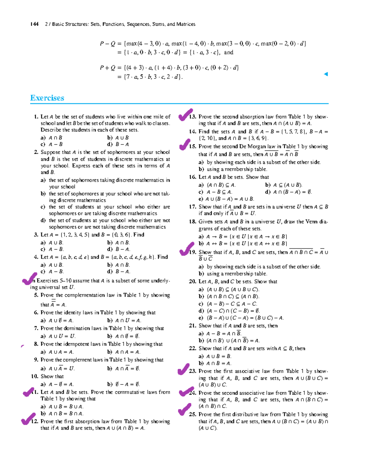 Set Exercise Questions - 144 2 / Basic Structures: Sets, Functions ...