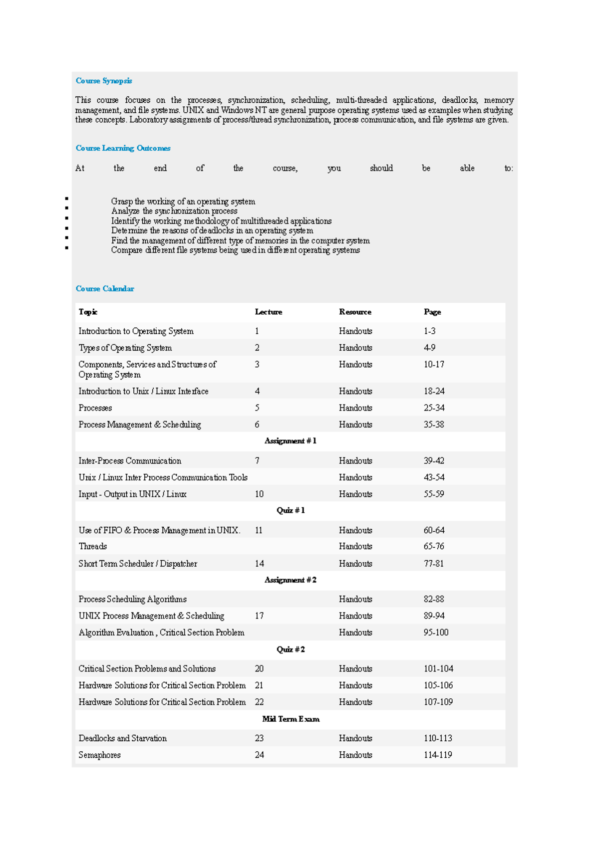 Course overview - Tariq Usman - Course Synopsis This course focuses on the processes, - Studocu