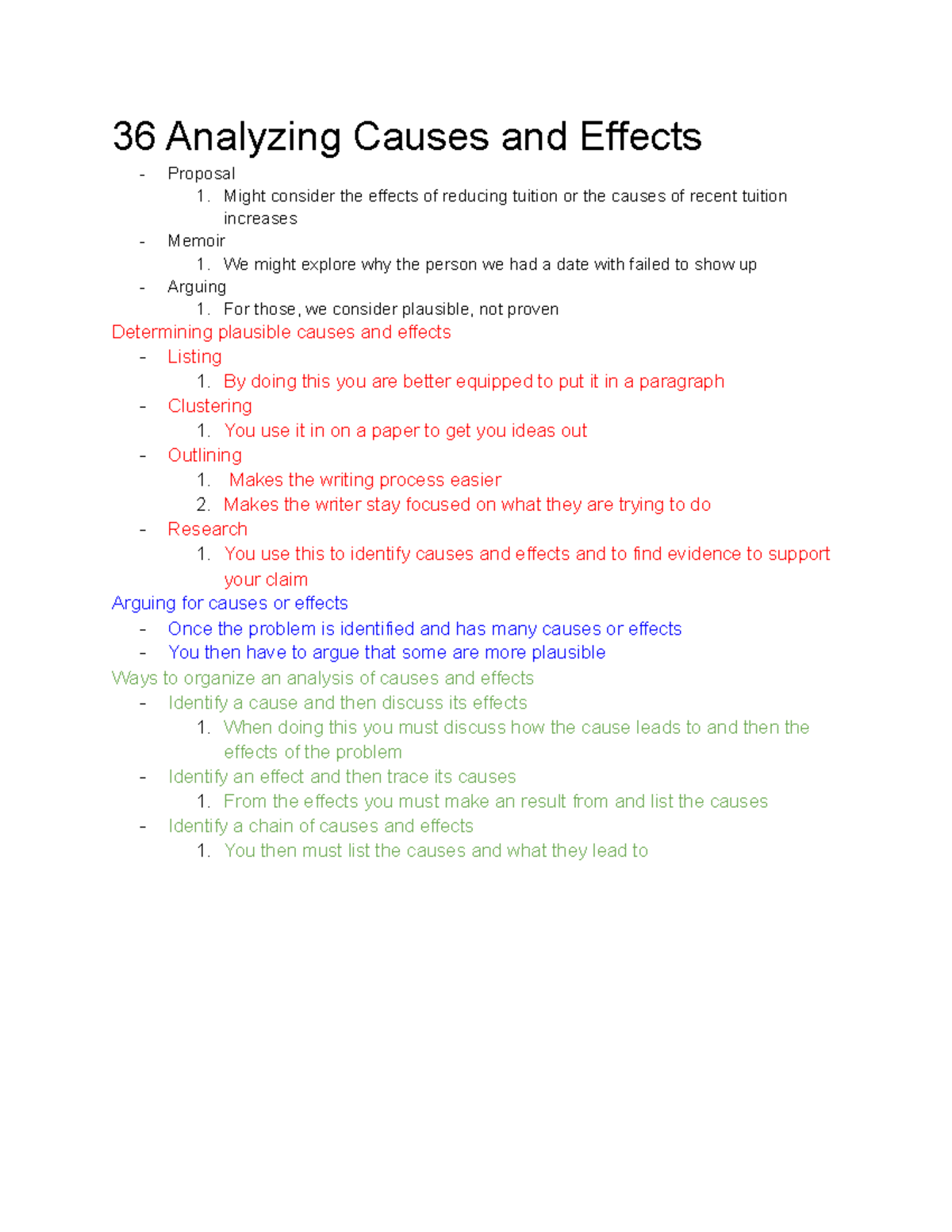 Chapter 36 Notes - 36 Analyzing Causes and Effects - Proposal 1. Might ...