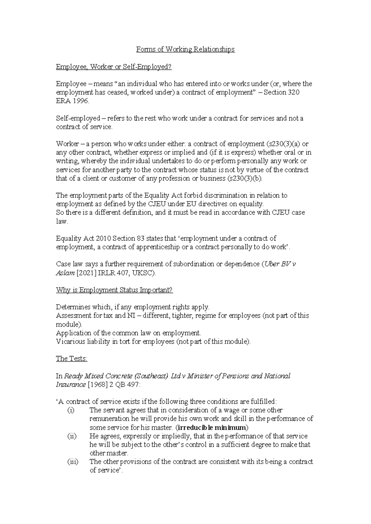 Forms of Working Relationships - Forms of Working Relationships ...