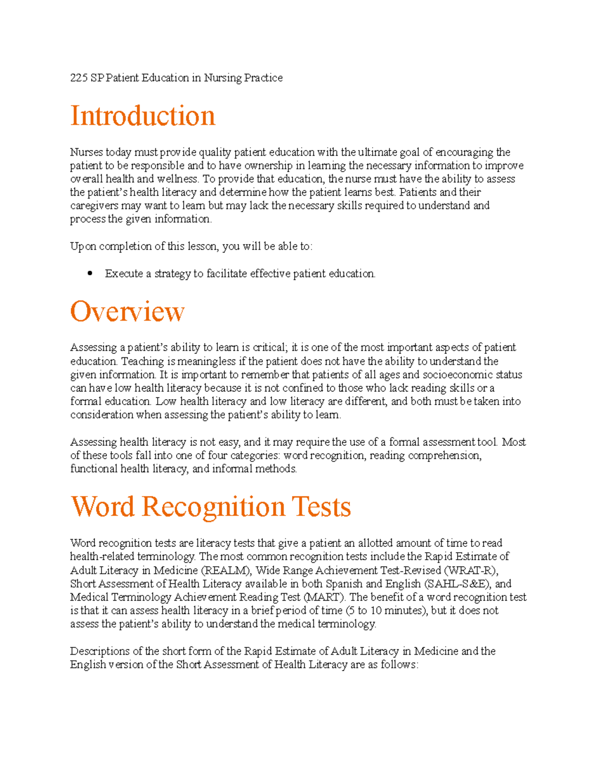 225 SP Patient Education in Nursing Practice - 225 SP Patient Education ...