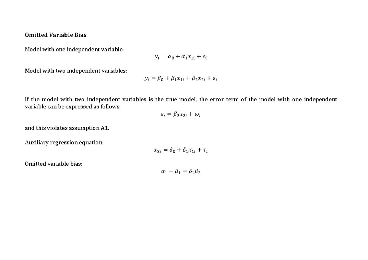 Omitted Variables Bias and Autocorrelation - Omitted Variable Bias ...