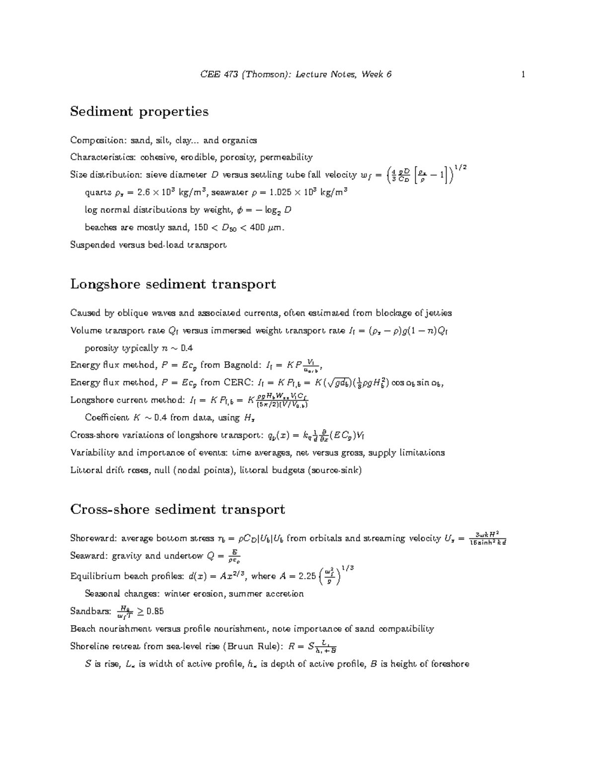 CEE473 Week 6 Notes and Equations - CEE 473 - UW - Studocu