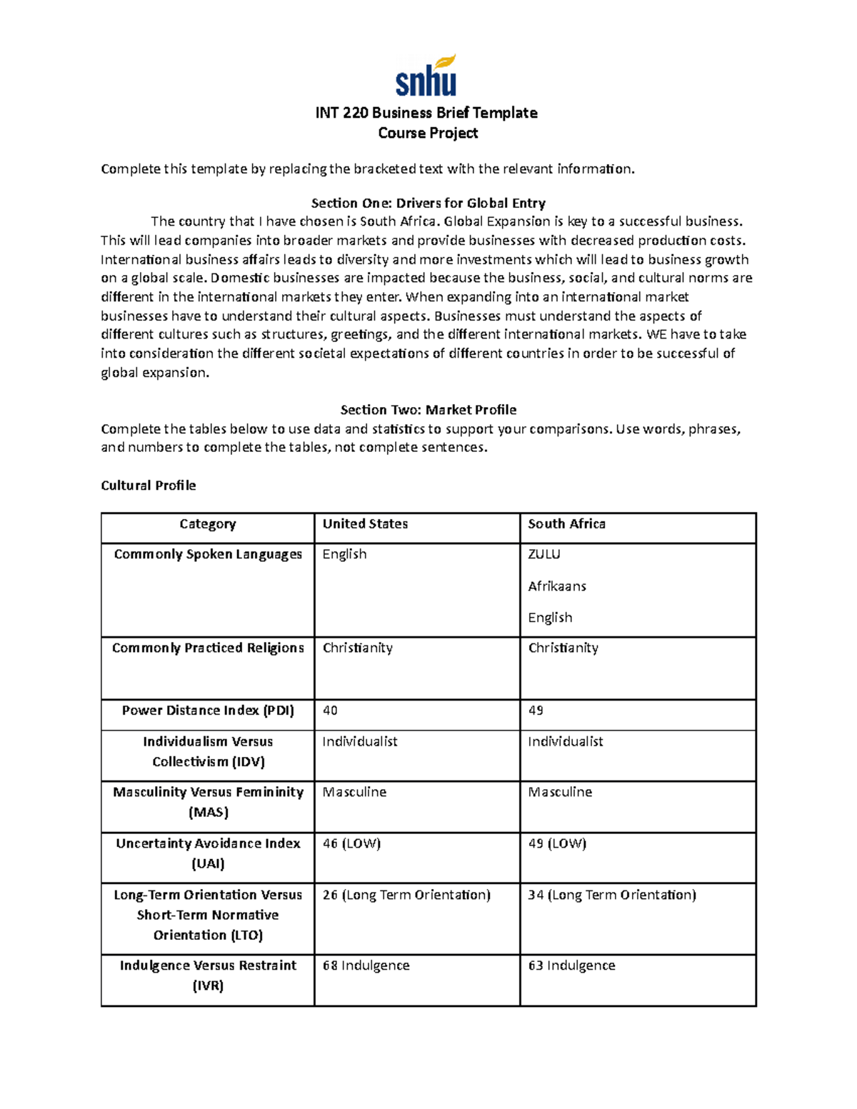 INT 220 Business Brief - project - INT 220 Business Brief Template ...