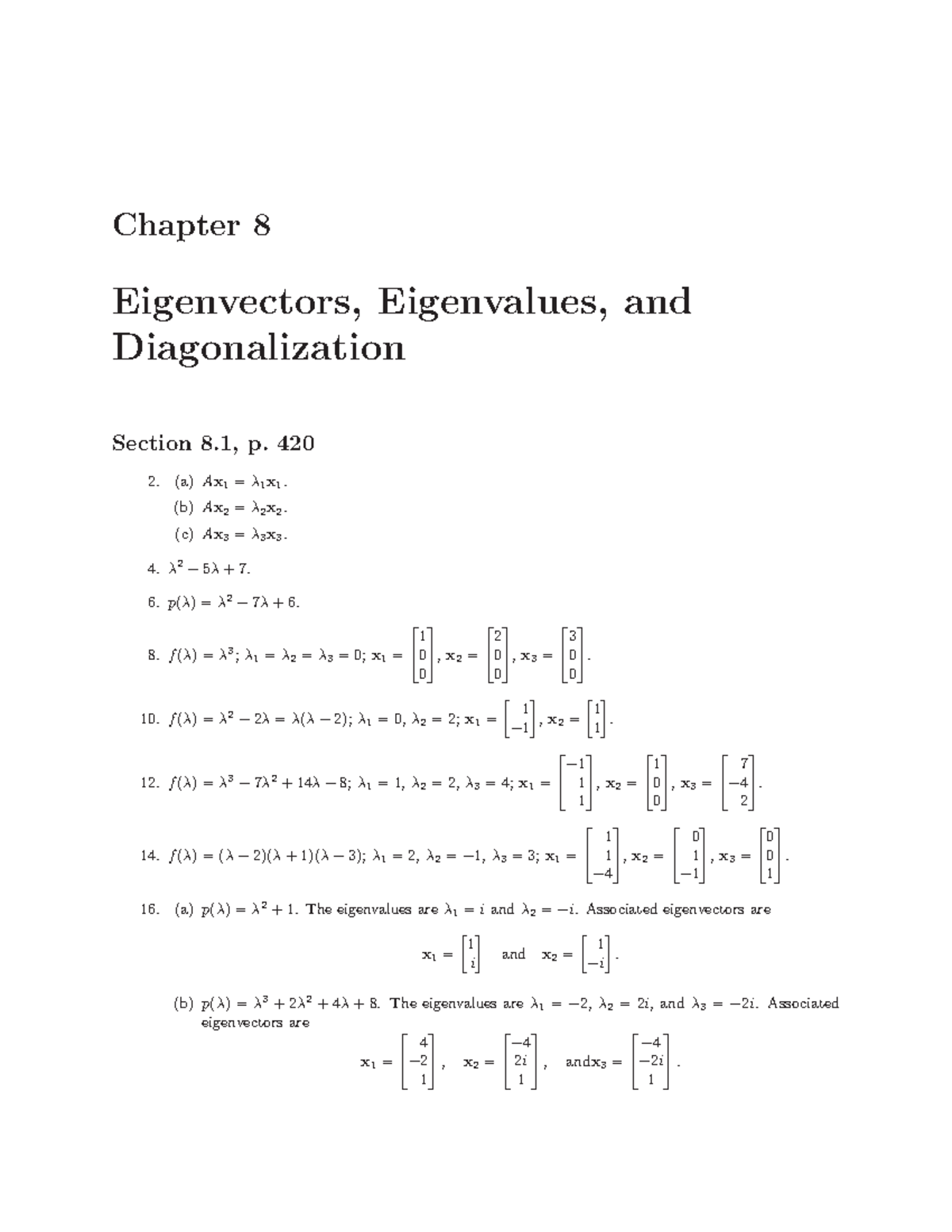 Exam 14 July 2015, questions and answers - Chapter 8 Eigenvectors ...