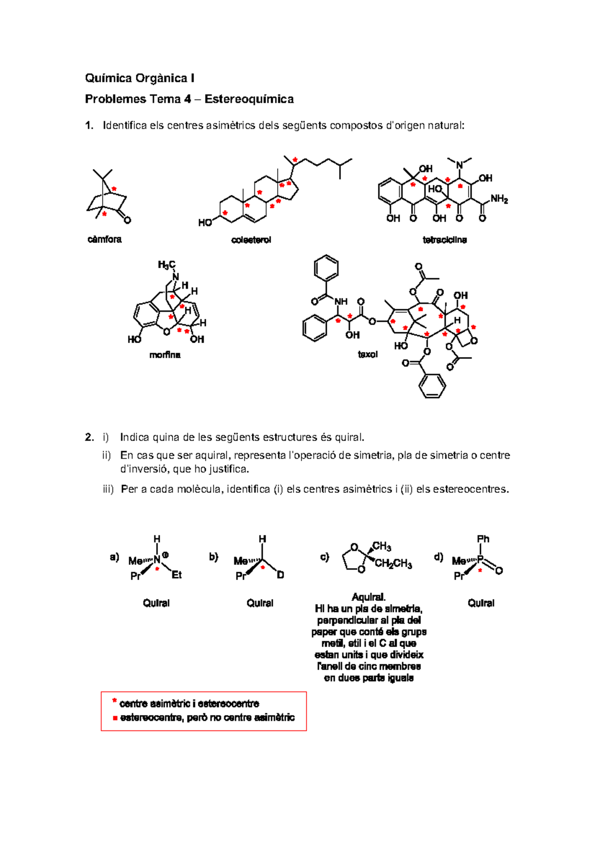 Httpscampusvirtual.ub.edupluginfile - Química Orgànica I Problemes Tema 4 3 Estereoquímica 1 ...
