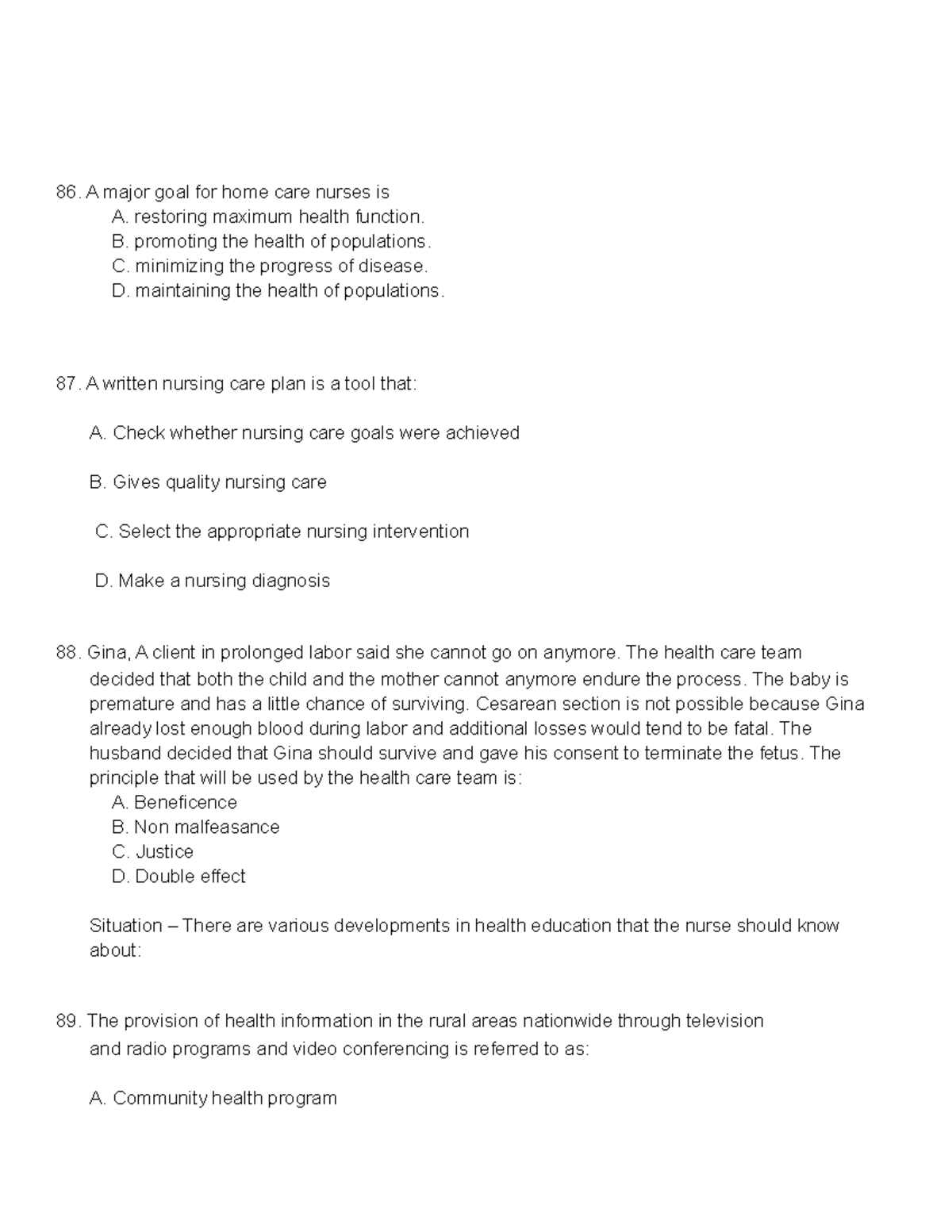 Nursing Reviewer Pt - reference - Bachelor of Science of Nursing ...