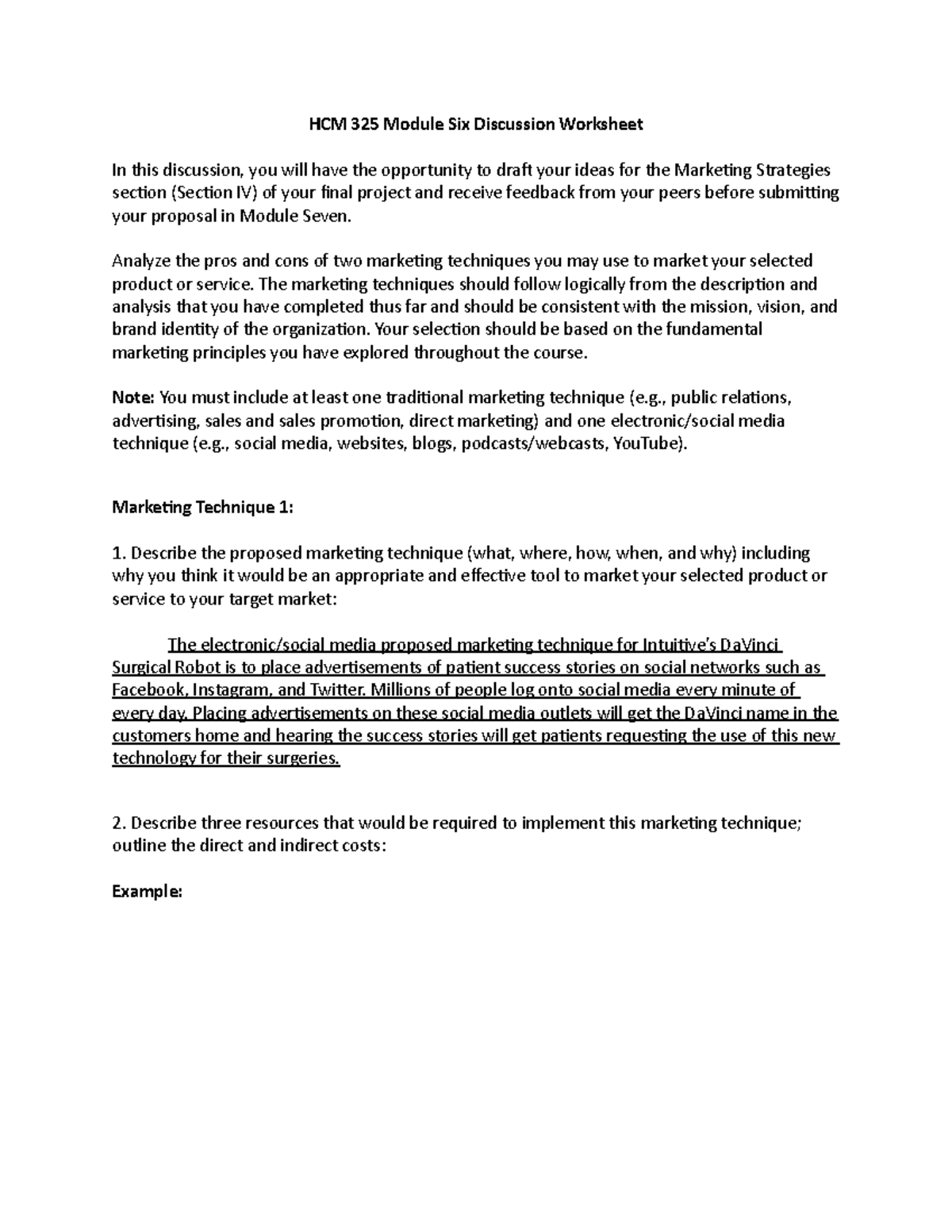 HCM 325 Module 6 Discussion Worksheet - HCM 325 Module Six Discussion ...