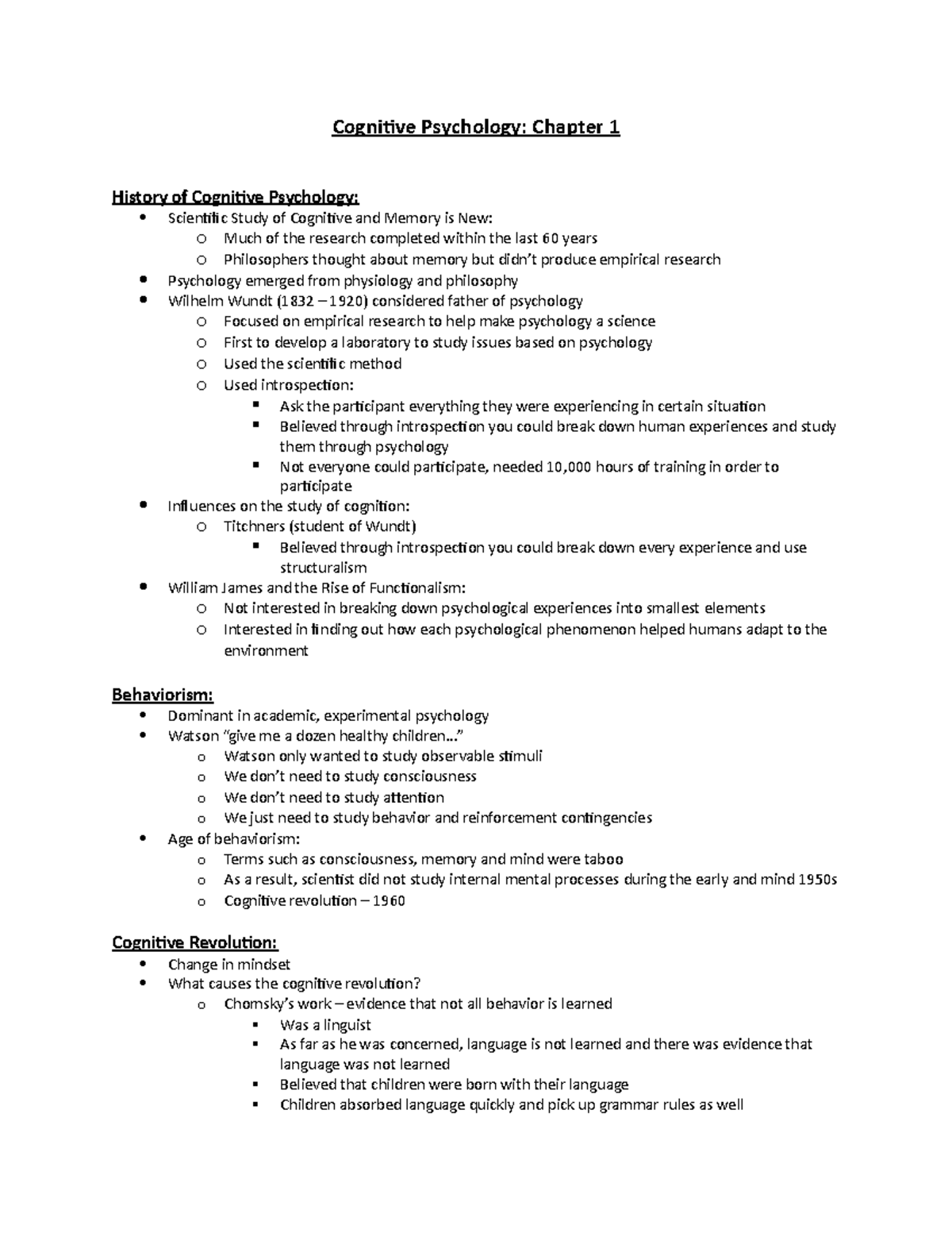 Chapter 1 - Cognitive Psychology: Chapter 1 History of Cognitive ...