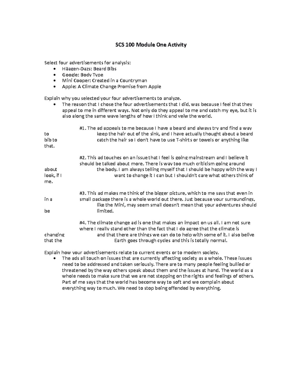 SCS 100 Module One Activity Template - SCS 100 Module One Activity ...