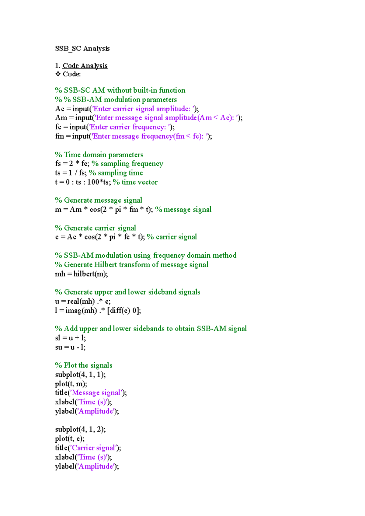 SSB SC - Just a little about Wireless System - SSB_SC Analysis Code ...