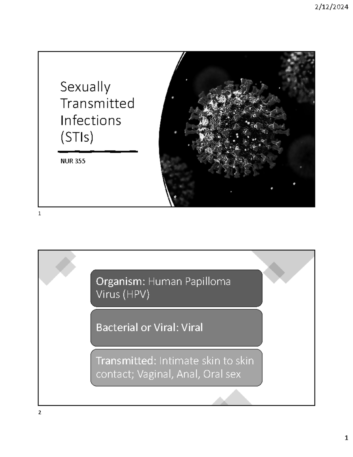 STIs Printout - STIs - Sexually Transmitted Infections (STIs) NUR 355 ...