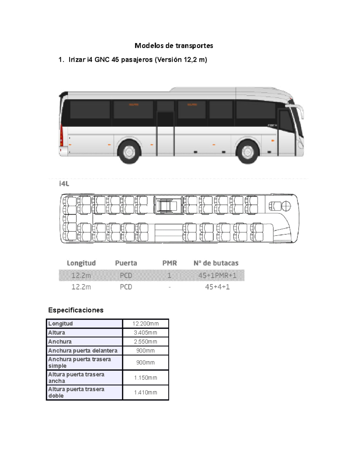 Modelos de transportes - Irizar i4 GNC 45 pasajeros (Versión 12,2 m ...