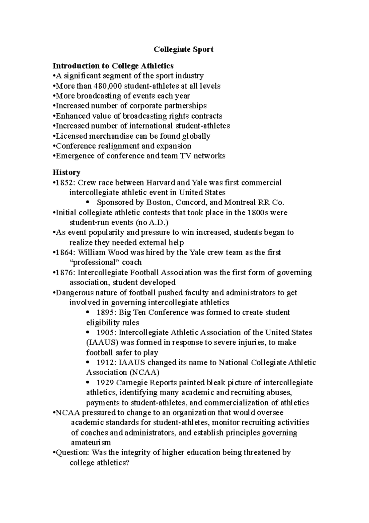 Collegiate Sport - Collegiate Sport Introduction to College Athletics ...