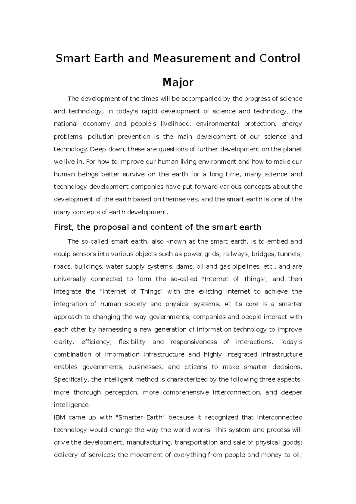 Smart Earth and Measurement and Control Major - Smart Earth and ...