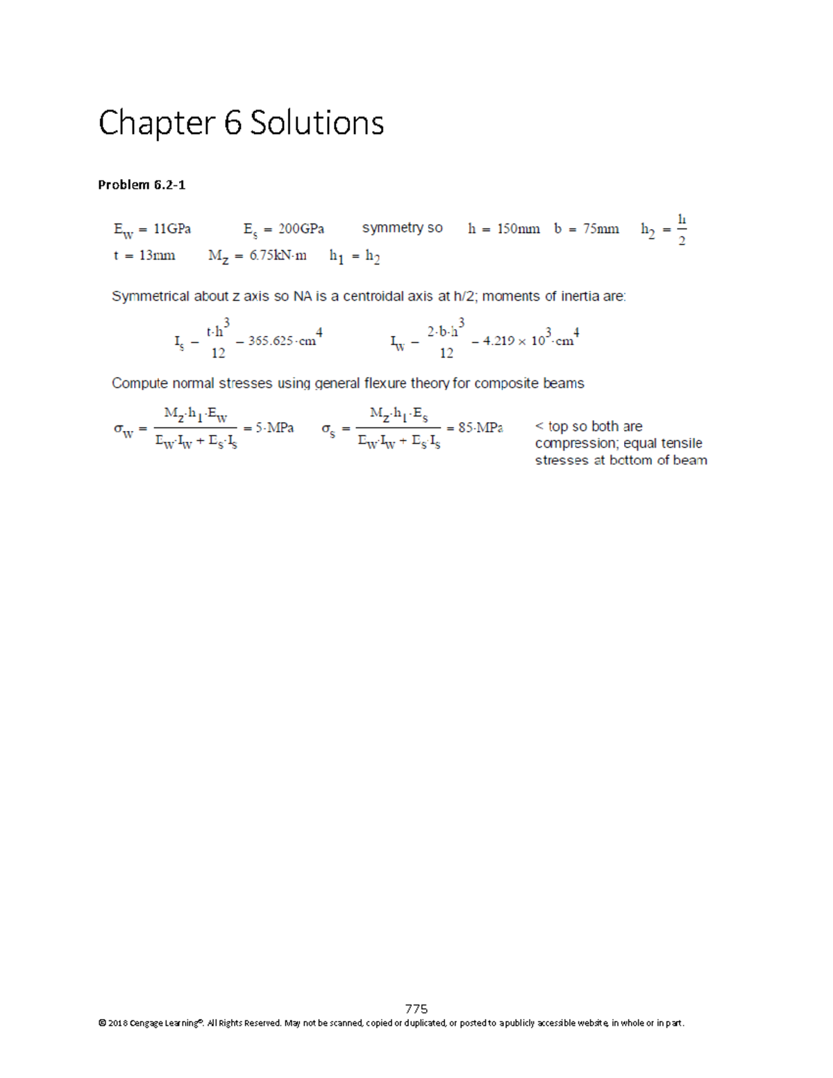 Ch06 - 재료역학 6장 솔루션 - 재료역학1최중섭 - 775 Chapter 6 Solutions Problem 6 ...