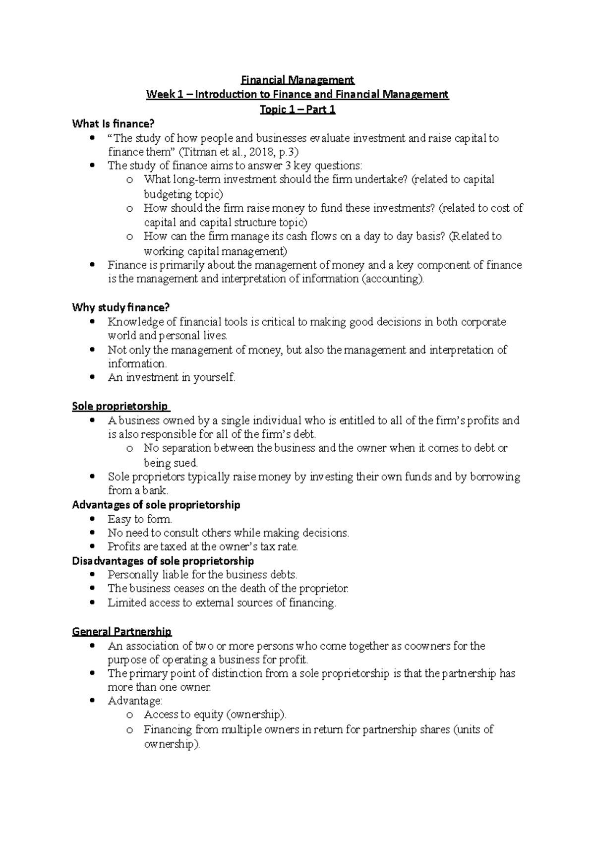 Financial Management - Week 1 - Financial Management Week 1 ...