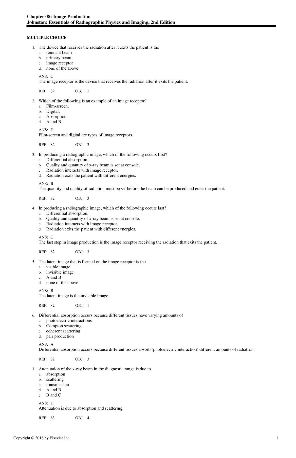 Exam View - Chapter 08 - Chapter 08: Image Production Johnston ...