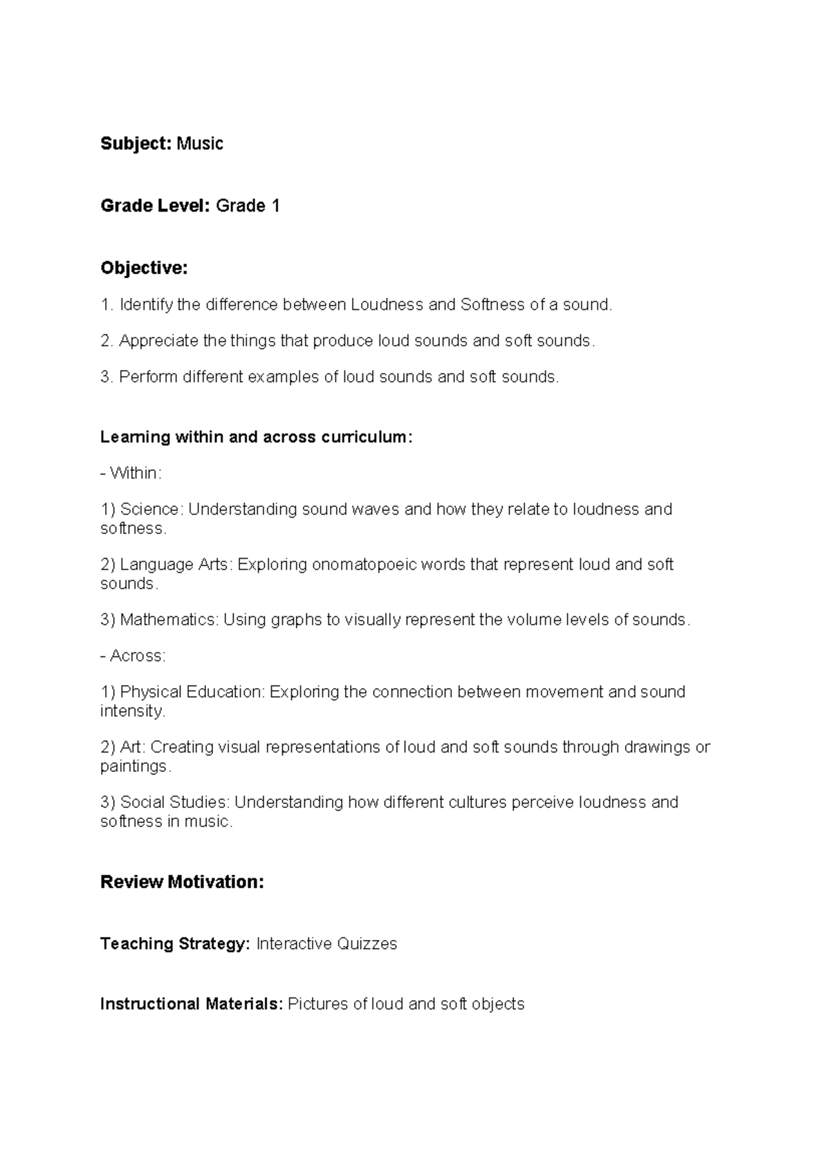 Inbound 6734847847722469308 - Subject: Music Grade Level: Grade 1 ...