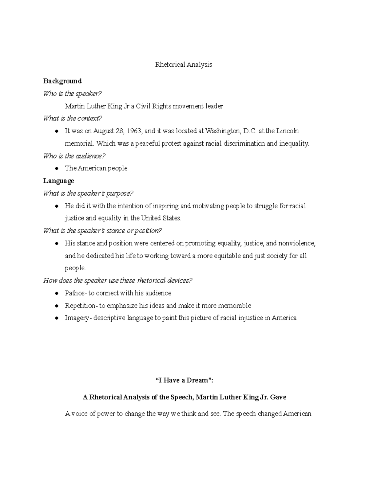 Rhetorical Analysis - Rhetorical Analysis Background Who is the speaker ...