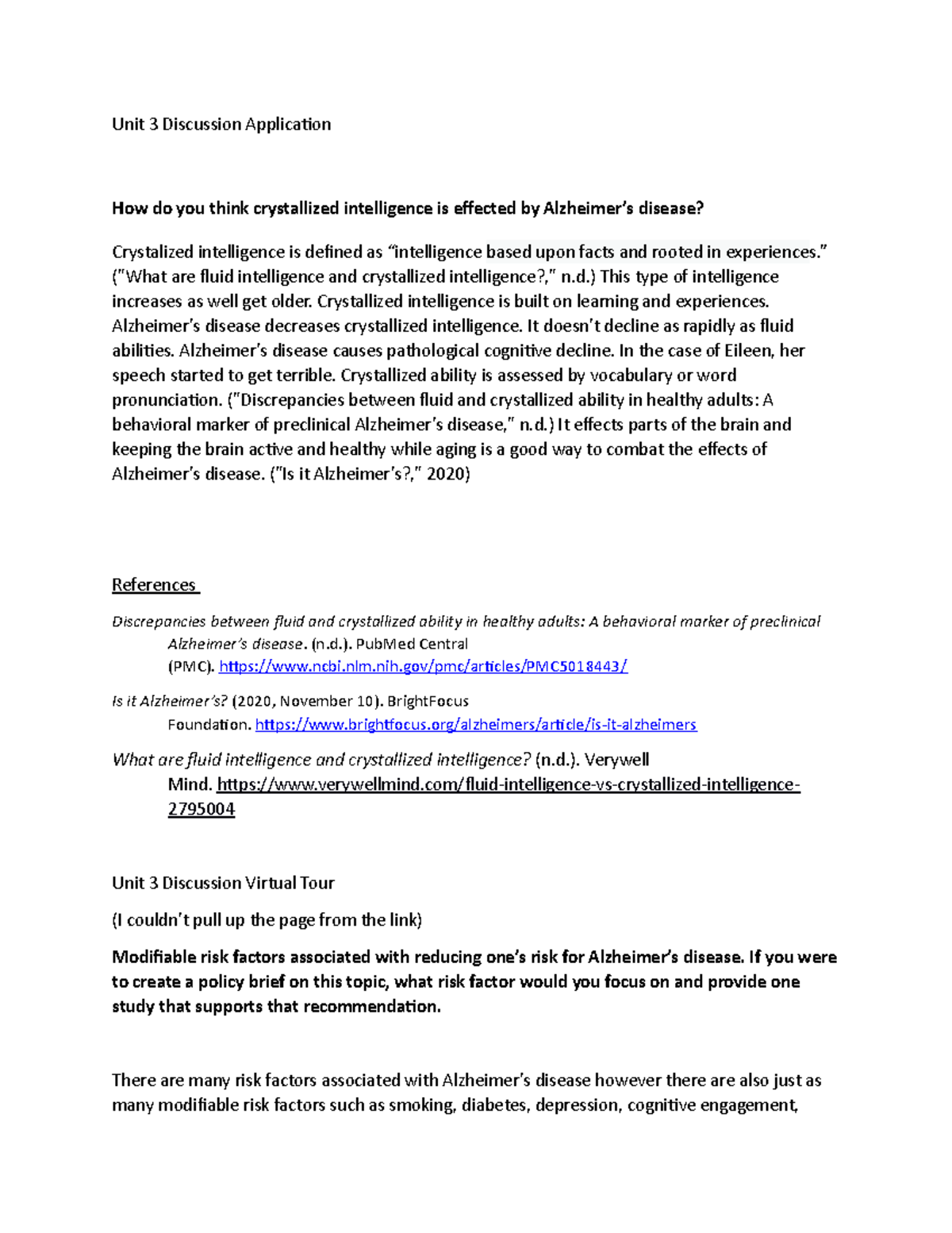 Unit 3 Discussion Application - Unit 3 Discussion Application How do ...