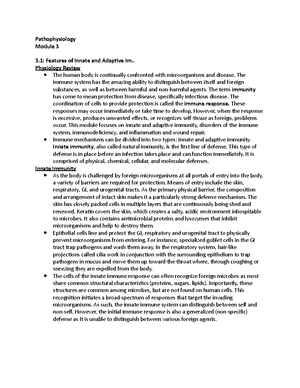 Pathophysiology - Module 7 - Pathophysiology – Module 7 7: Anatomy and ...