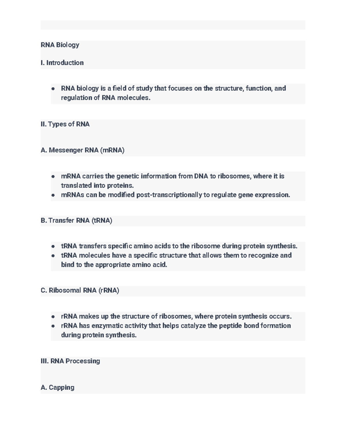 RNA Biology - Introduction RNA biology is a field of study that focuses ...