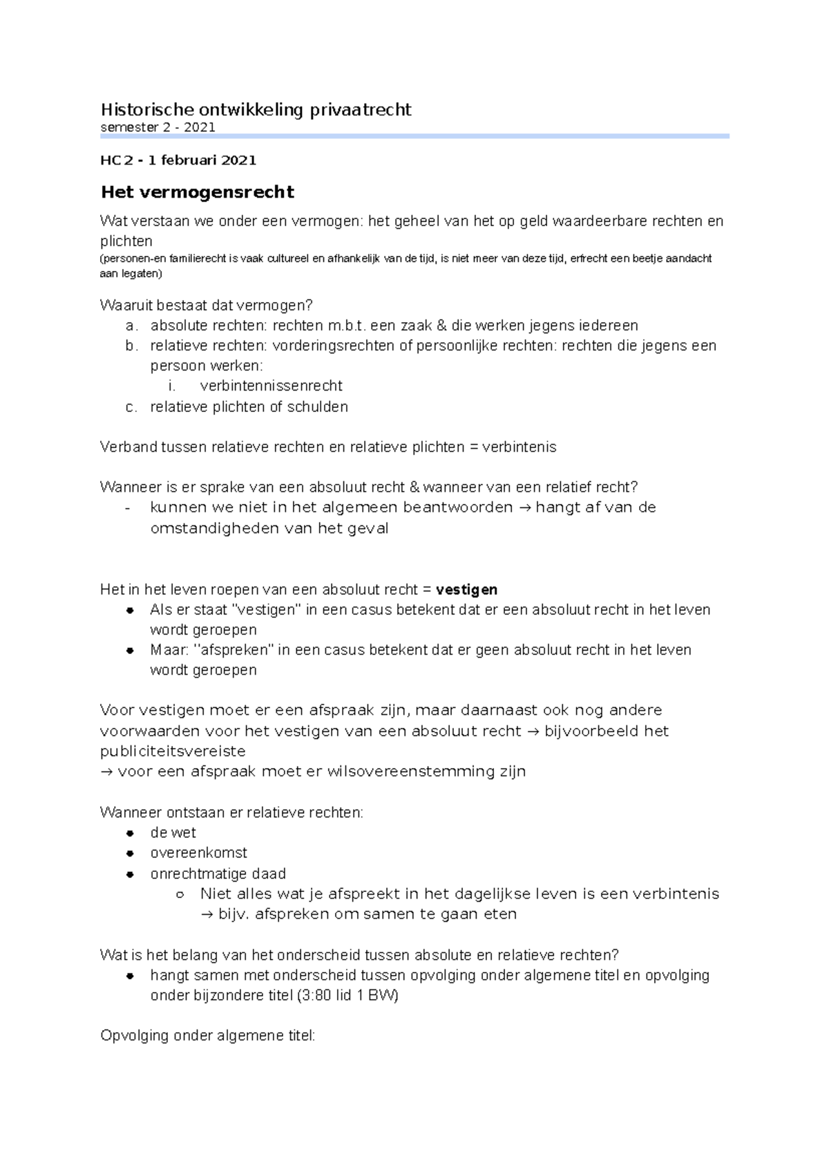 Hist. Ontw. Privaatrecht - hoorcollege 2 2021 - Historische ... Hist. Ontw. Privaatrecht - hoorcollege 2 2021 - Historische ...