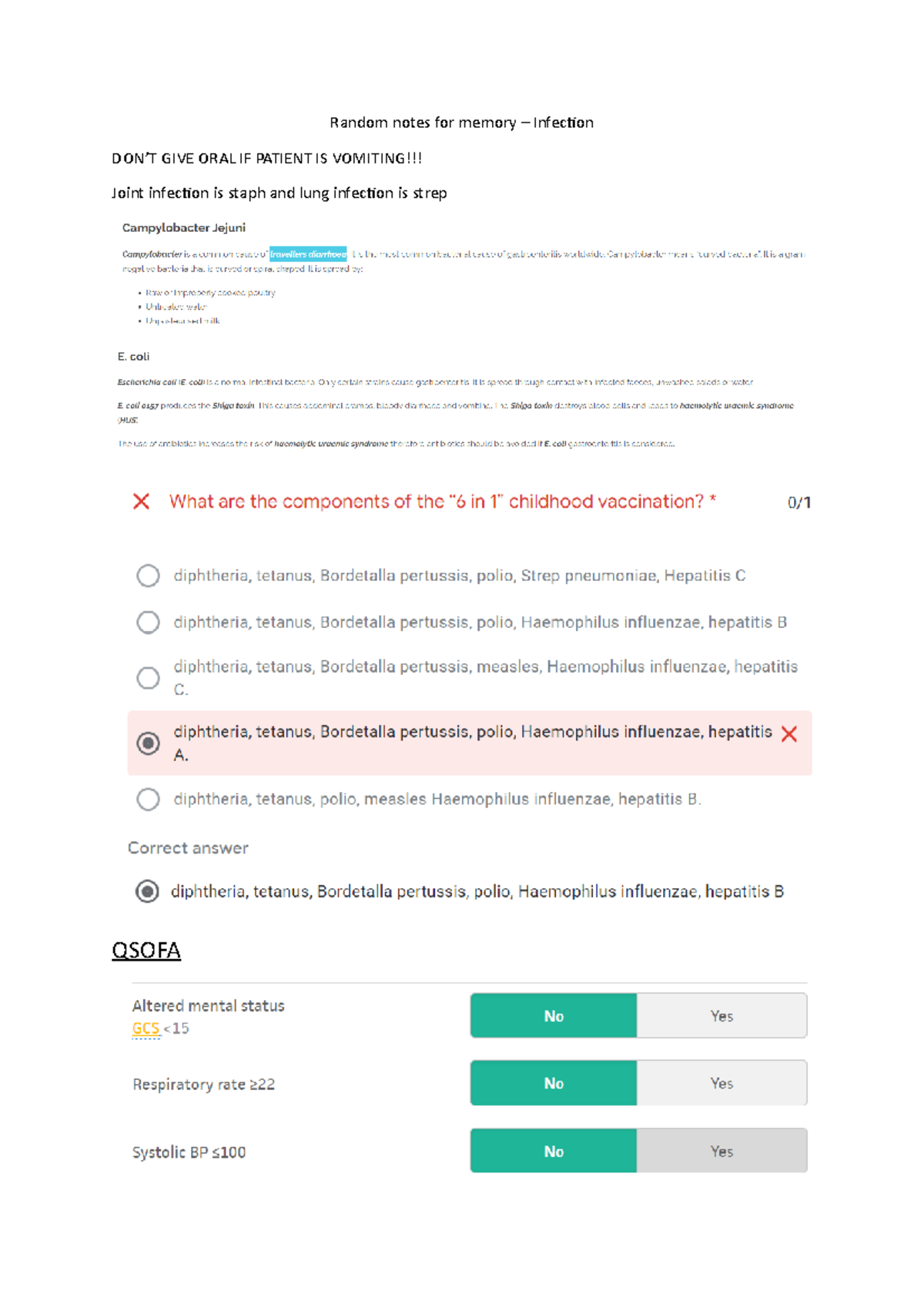 Infection notes - Random notes for memory – Infection DON’T GIVE ORAL ...
