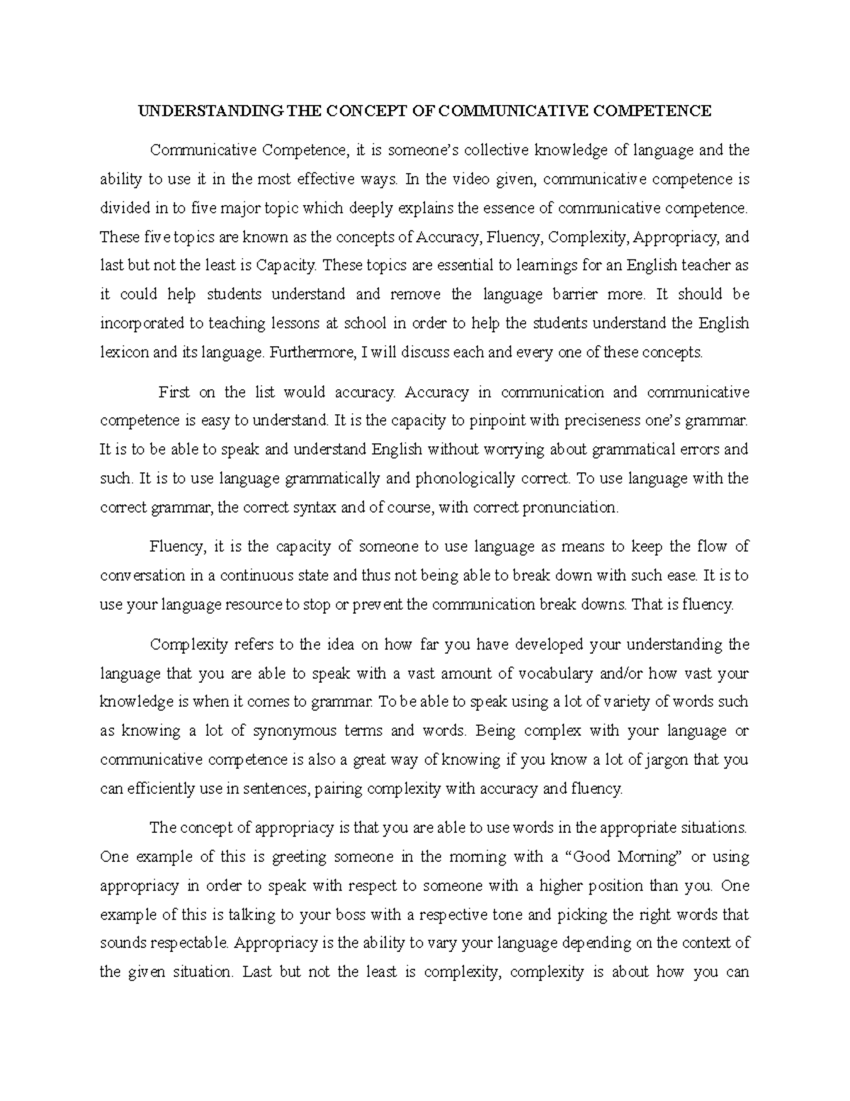 Communicative Competence - UNDERSTANDING THE CONCEPT OF COMMUNICATIVE ...