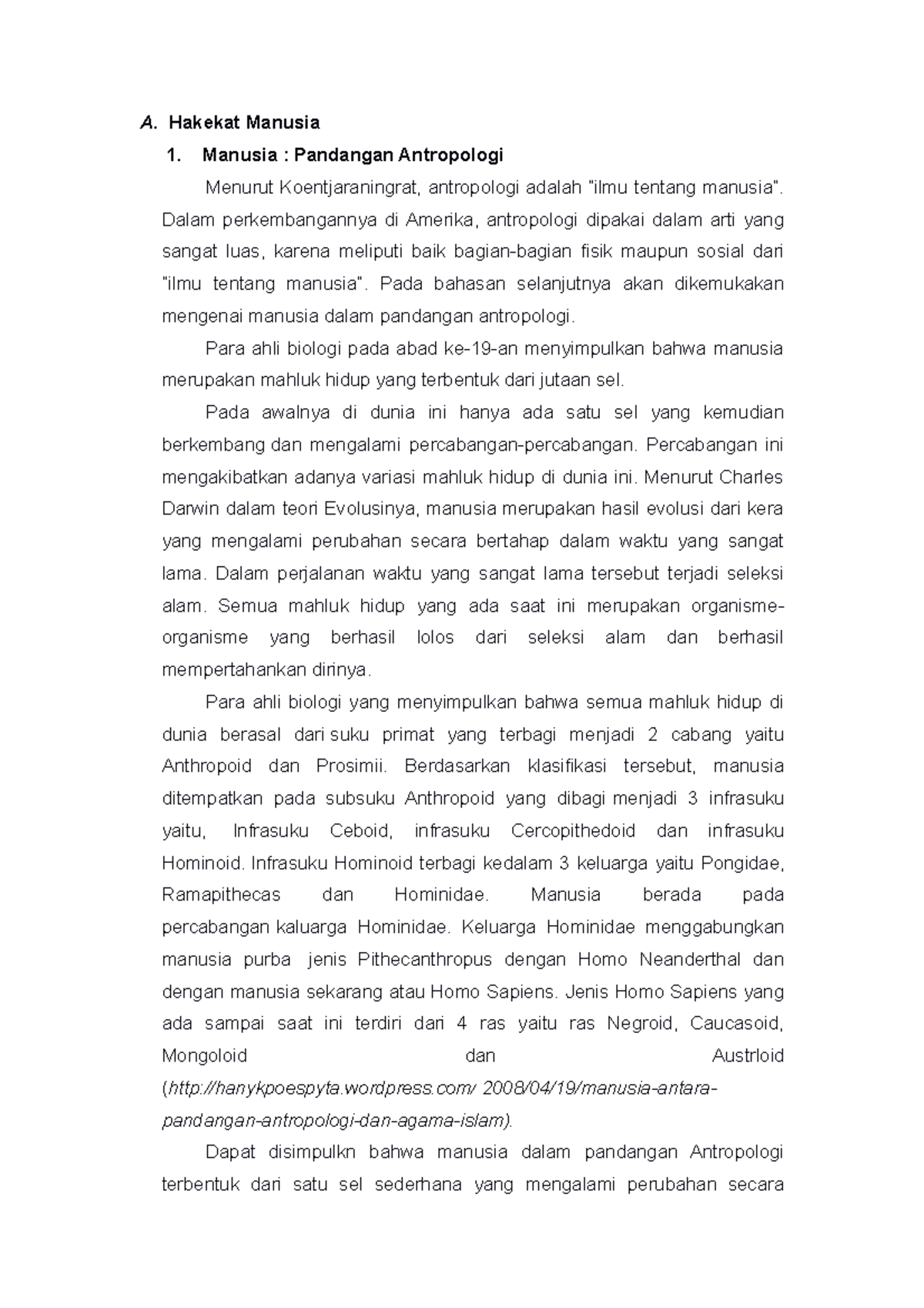 Makalah Filsafat ILMU 6 - A. Hakekat Manusia 1. Manusia : Pandangan ...