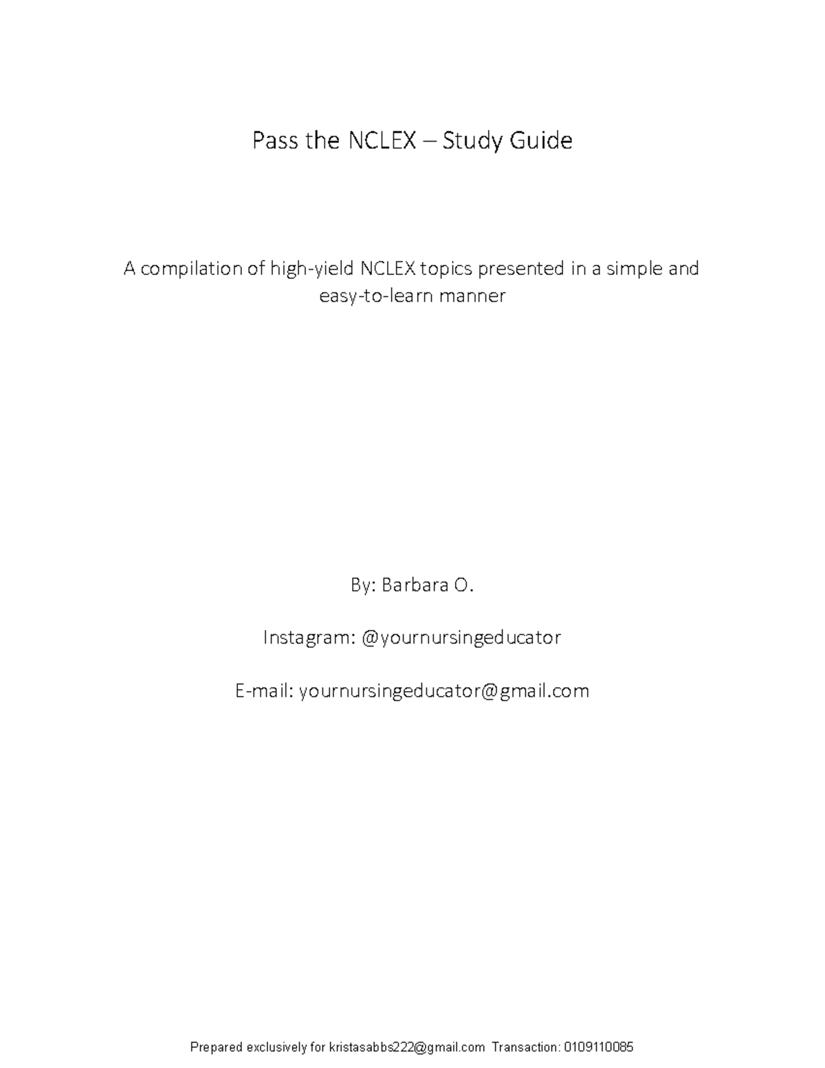 Pass The Nclex Study Guide Pass The Nclex Study Guide A Compilation
