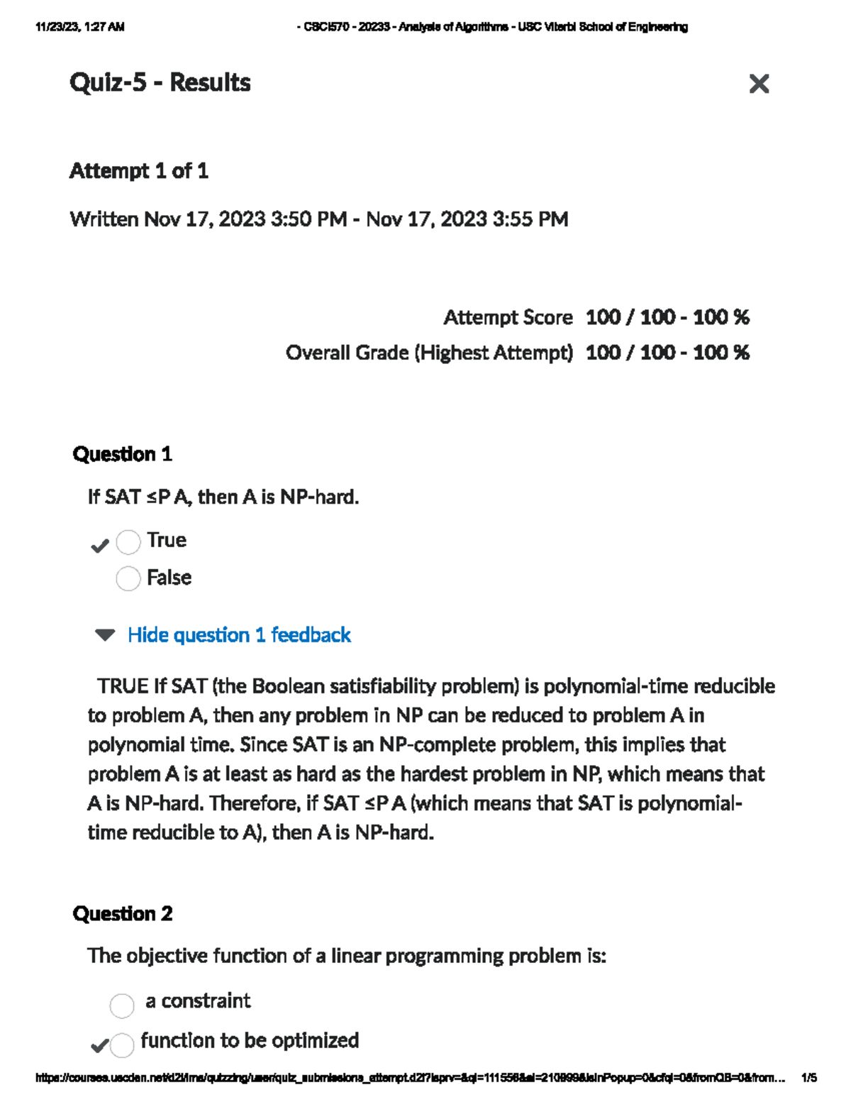 Quiz5merged Quiz Information Merged 18112023 1643 Csci570 20233 Analysis 