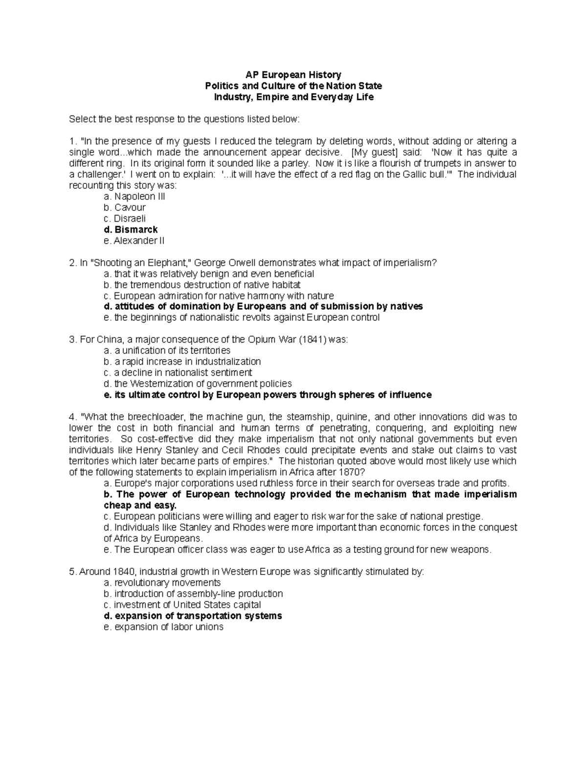 Ch 22 and 23 Tes student - n/a - AP European History Politics and ...