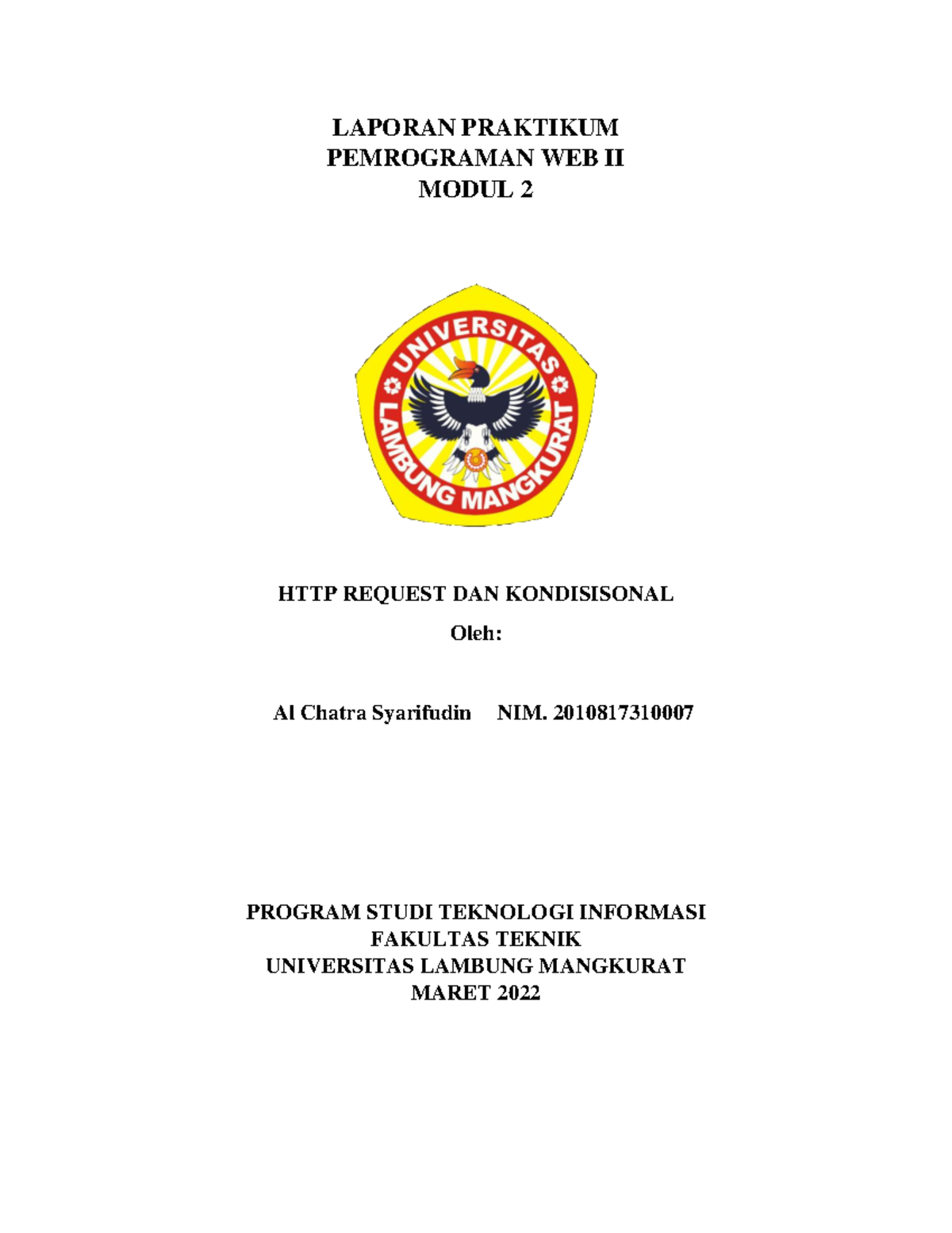 Laporan WEB Modul 2 - LAPORAN PRAKTIKUM PEMROGRAMAN WEB II MODUL 2 HTTP ...