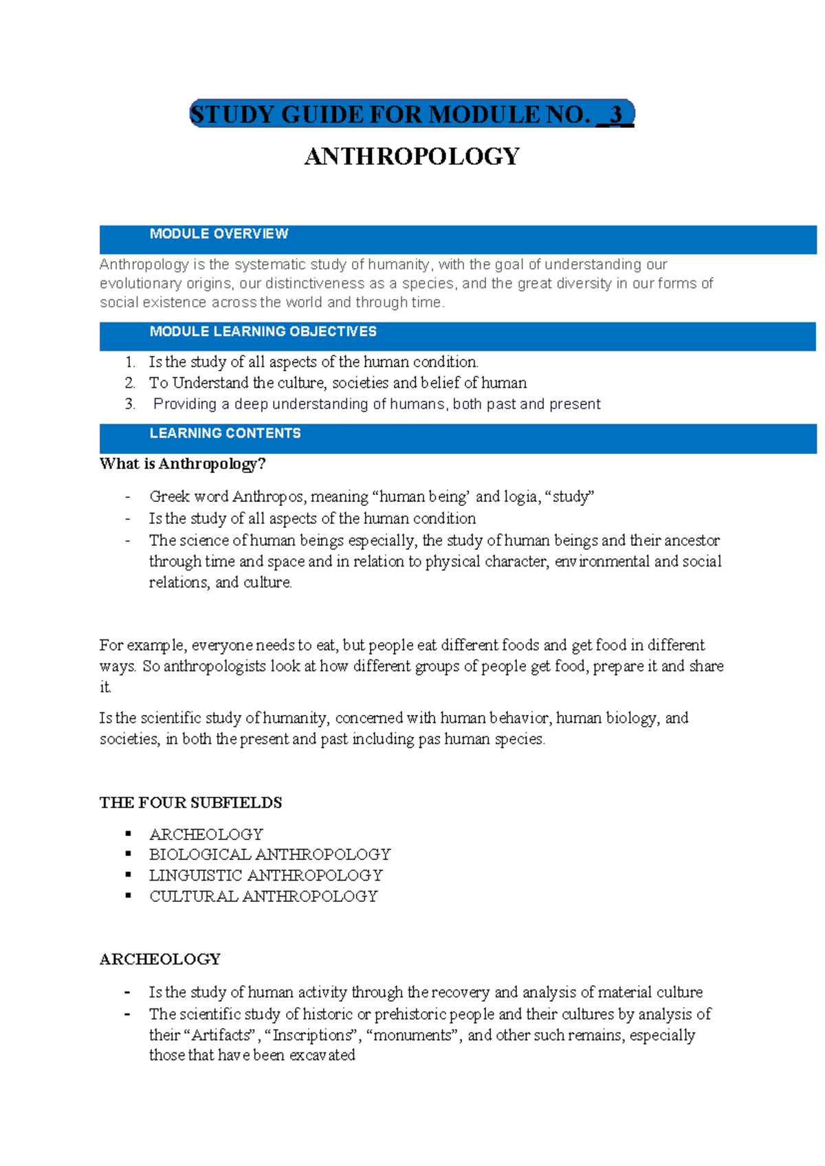 Module-in-UTS - to help us in our module in UTD - STUDY GUIDE FOR MODULE NO. 3 ANTHROPOLOGY ...