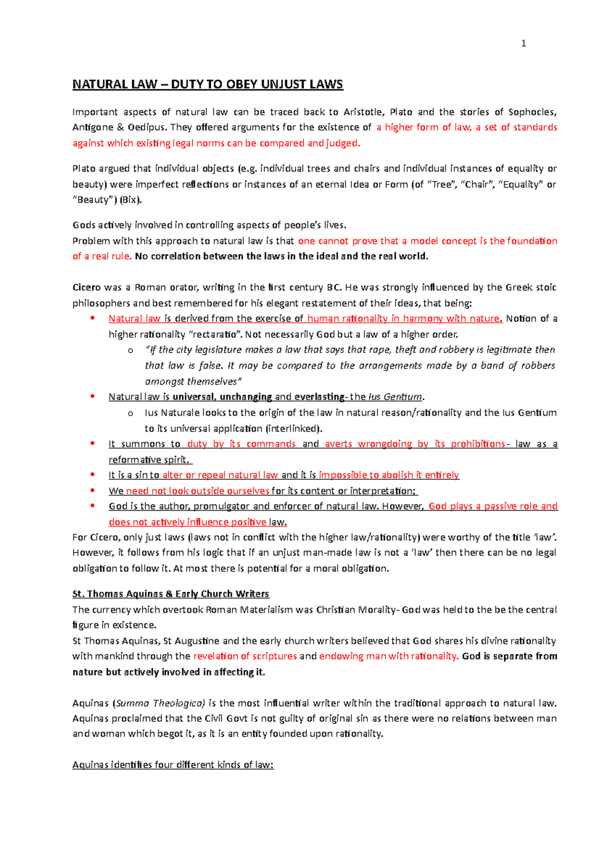 Jurisprudence unisa - NATURAL LAW – DUTY TO OBEY UNJUST LAWS Important ...