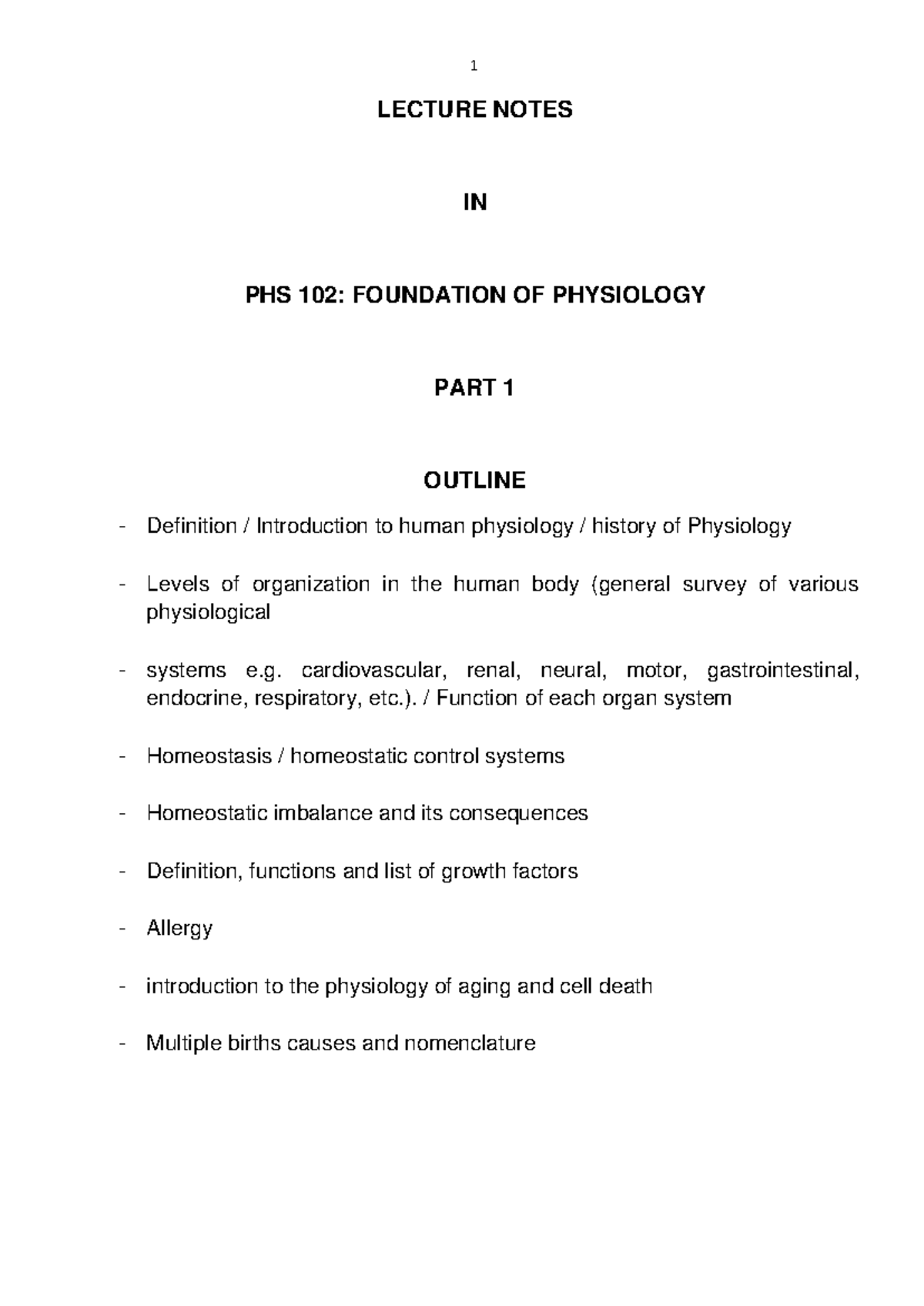 Lecture Notes Foundation NEW - LECTURE NOTES IN PHS 102: FOUNDATION OF ...
