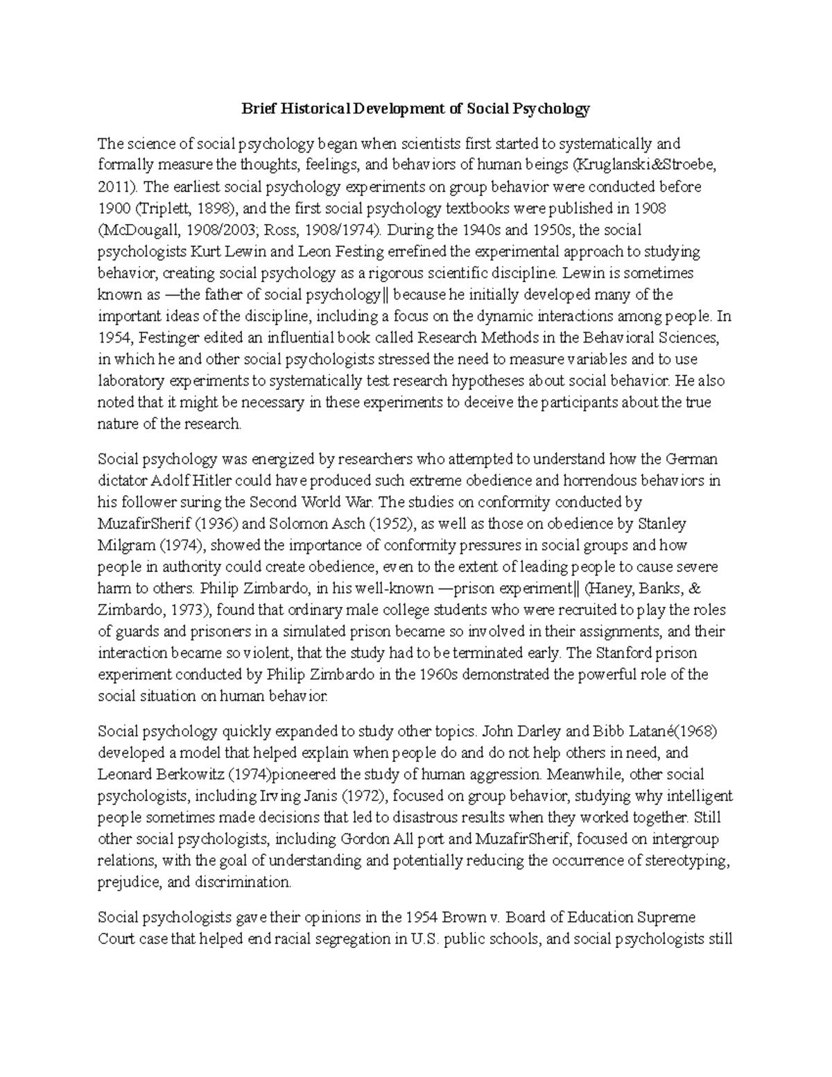 Brief Historical Development of Social Psychology - The earliest social ...