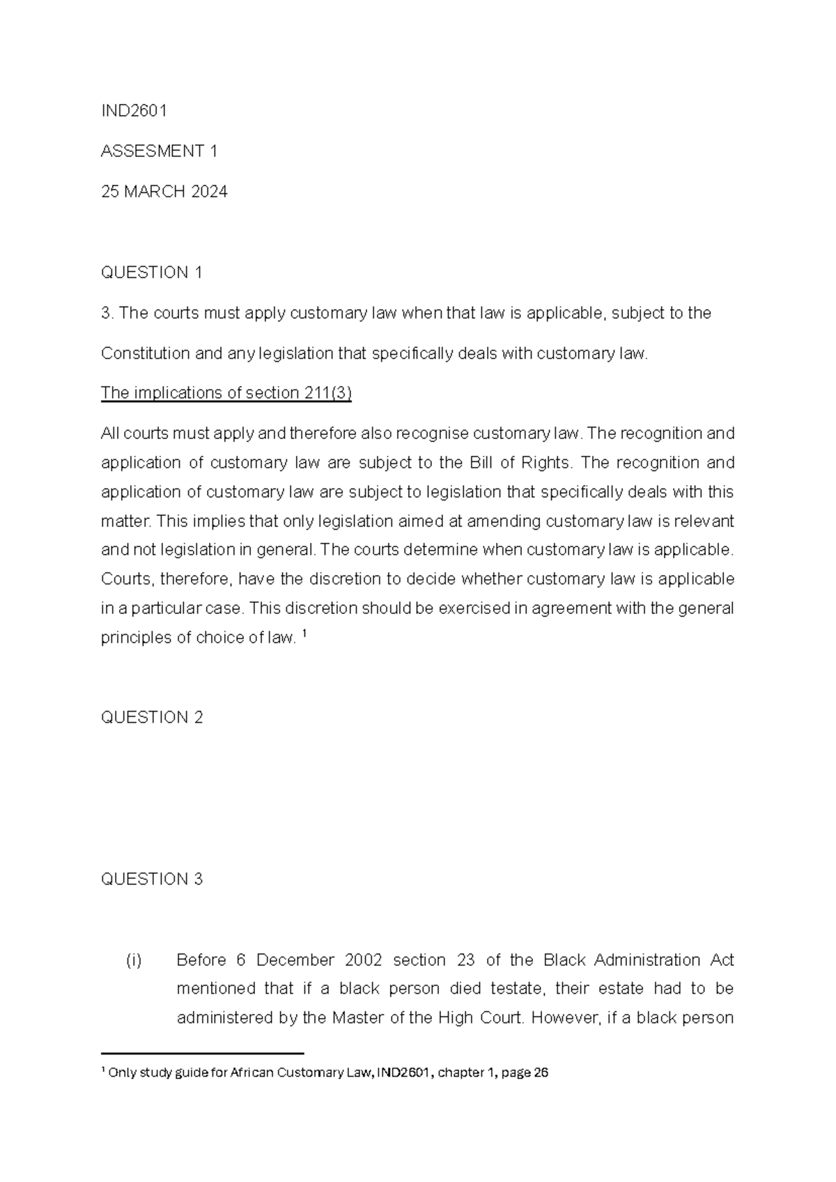 Assignment 1 2024 SEM 1 - IND ASSESMENT 1 25 MARCH 2024 QUESTION 1 3 ...