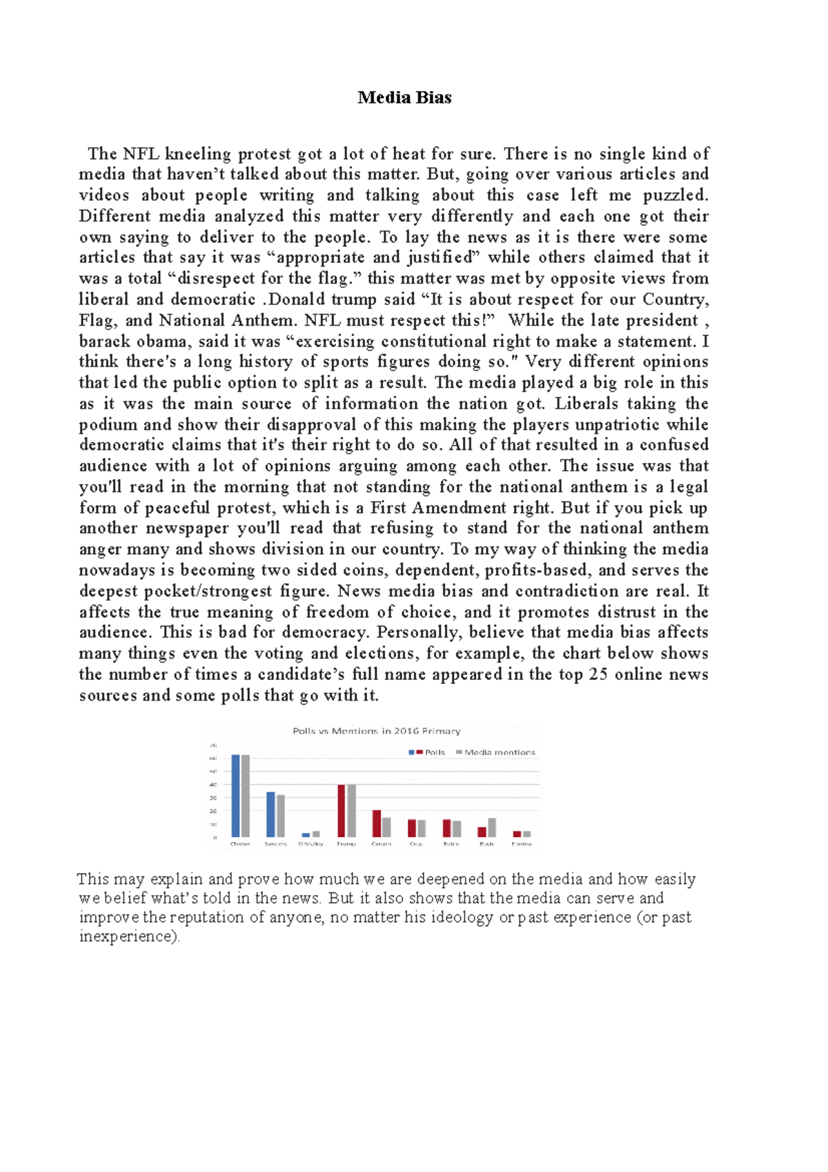 Media Bias The NFL kneeling protest - There is no single kind of media ...