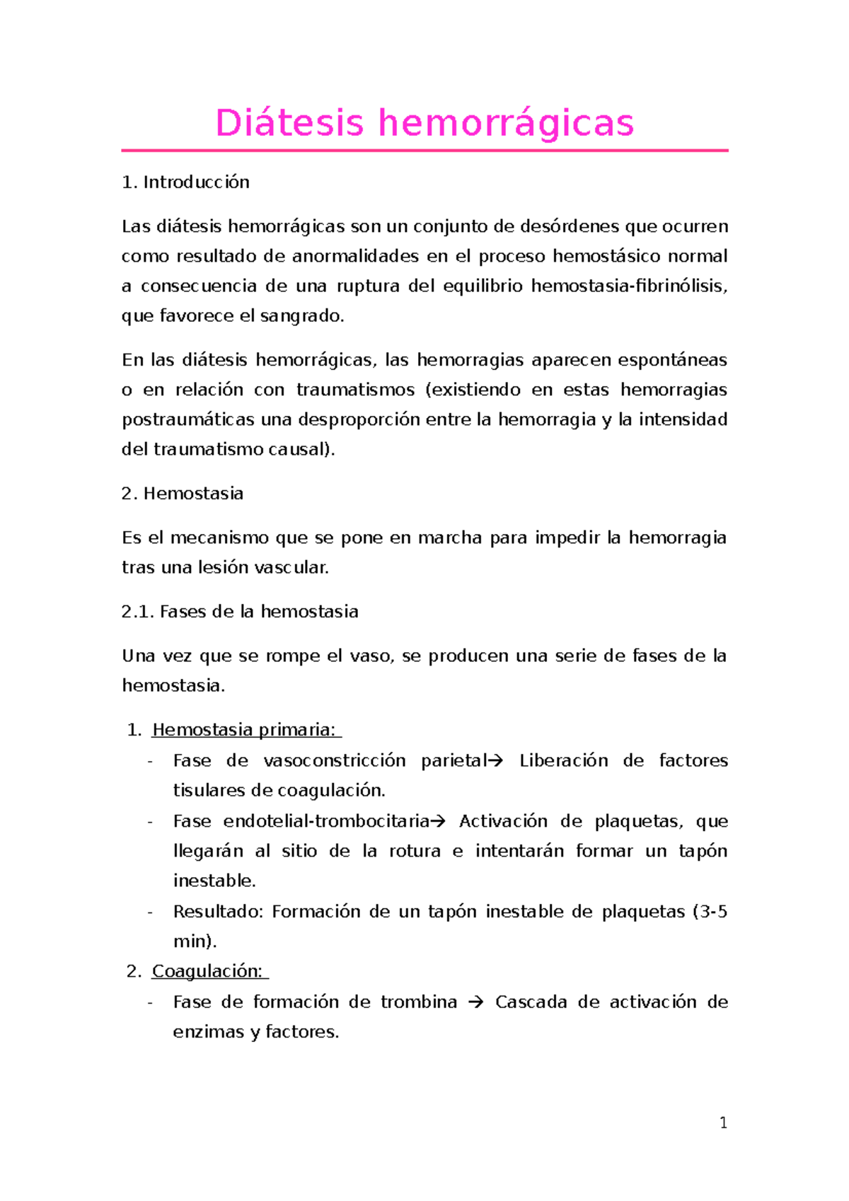 Diátesis hemorrágicas - Diátesis hemorrágicas Introducción Las diátesis ...